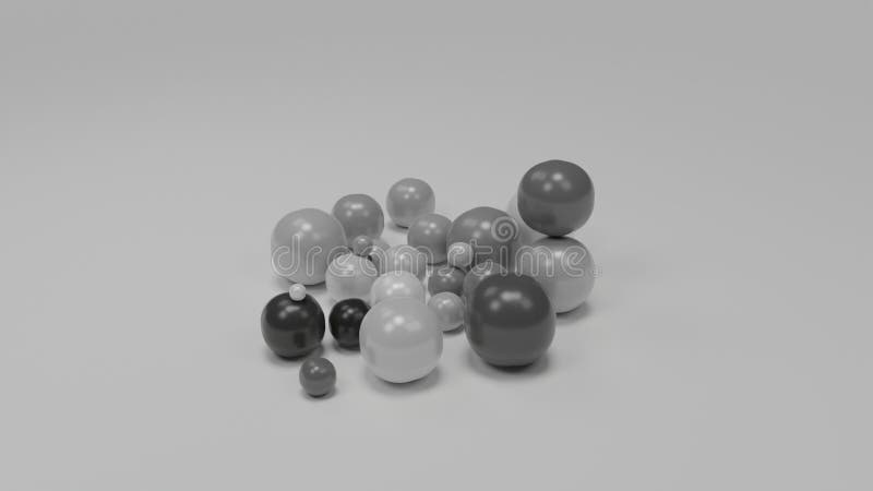 3d Rendering of a Set of Black and White Irregular Spheres on a White ...