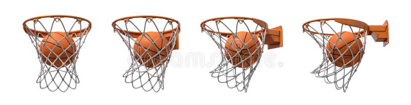 3d Rendering of a Set Made of Four Basketball Baskets with a Ball ...