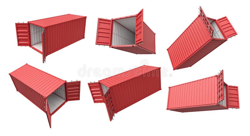 3d Rendering of Red Shipping Container Filled with Cardboard Boxes on ...