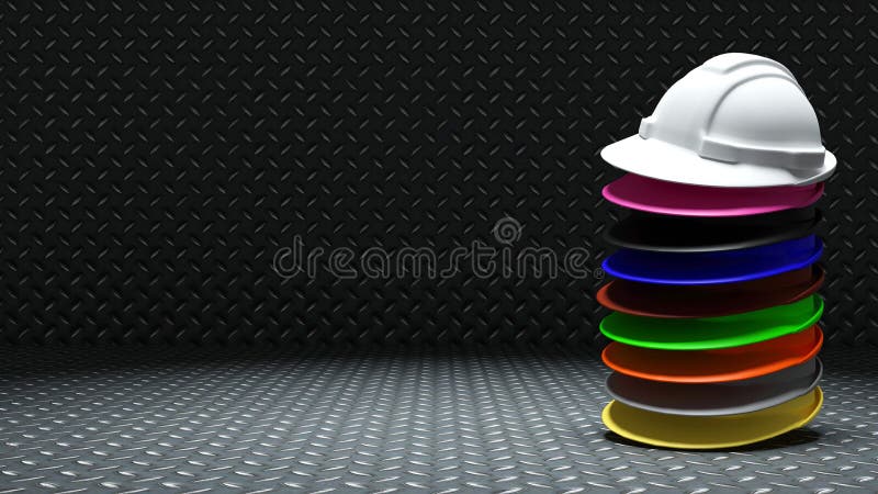 3D Rendering of Set of Safety Helmets with Different Colors, Standard ...
