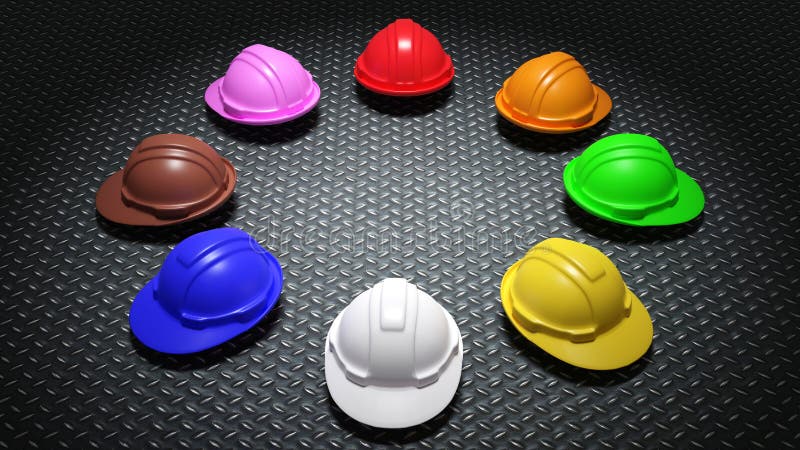 3D Rendering of Set of Safety Helmets with Different Colors, Standard ...
