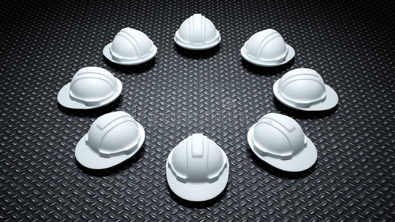 3D Rendering of Set of Safety Helmets, Standard Color Hard Hats for ...