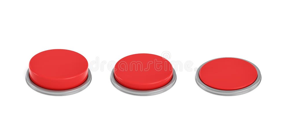 3d Rendering of a Set of Three Red Round Buttons Stock Illustration ...