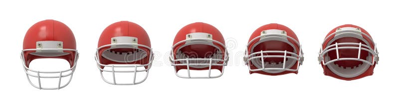 3d Rendering of Several American Football Helmets in Red Color Shown in ...
