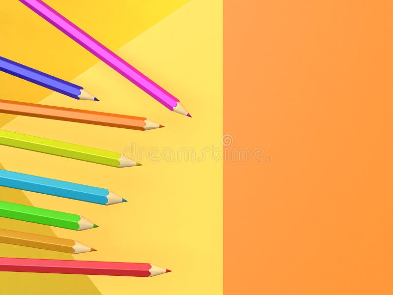 3d Rendering of Several Coloured Pencils on a Multicoloured Background ... 3d Rendering of Several Coloured Pencils on a Multicoloured Background ...