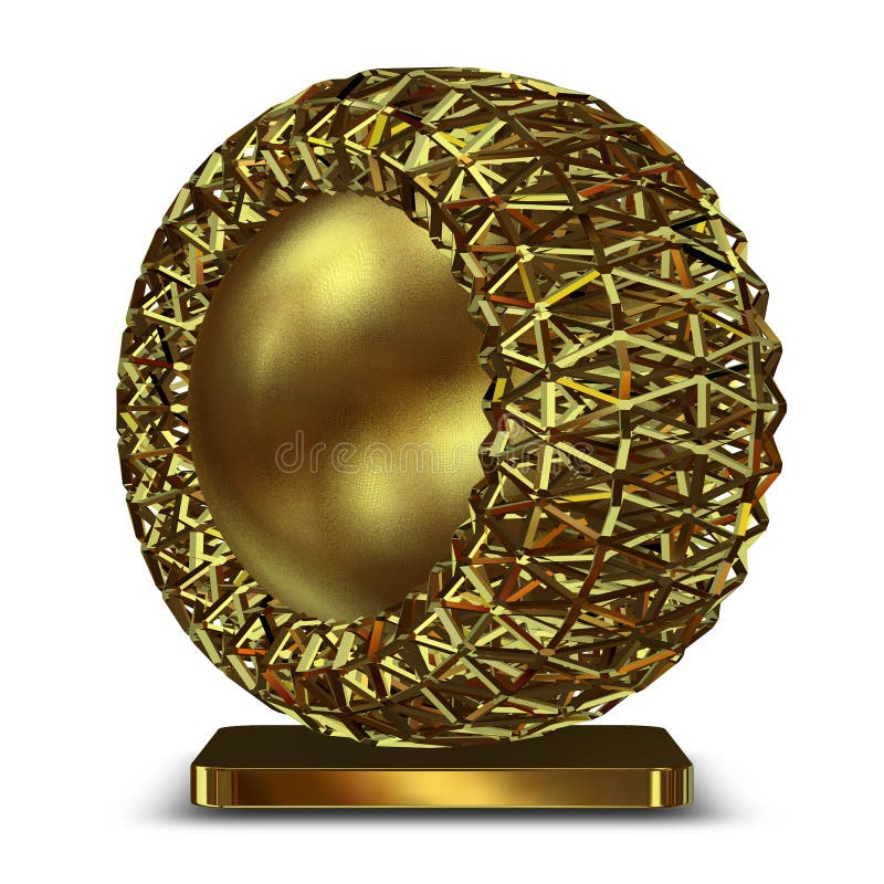 3D Render, Golden Shape, Background, Unique Design, Geometric Figure ...