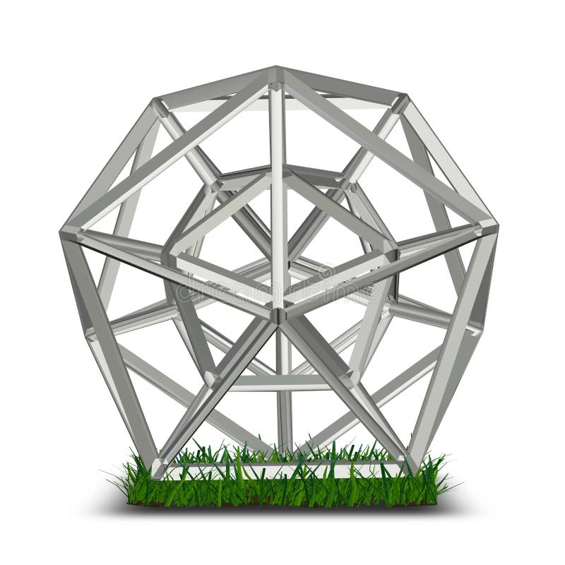 White Shape on the Grass, Geometric Figure, 3D Render, Unique Design ...