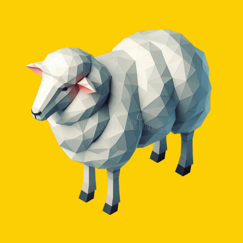 3D Rendering of a Sheep Low Polygon Isolated Stock Illustration ...