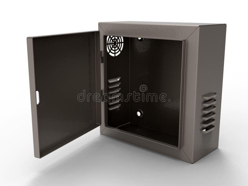 3d Rendering - Sheet Metal Electric Enclosure Box Stock Illustration ...