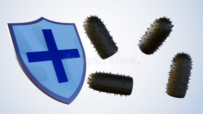 Shield with Cross Symbol and Rabies Virus Stock Illustration ...