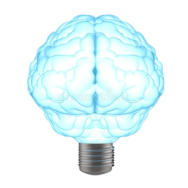 Lightbulb in brain shape stock illustration. Illustration of energy ...