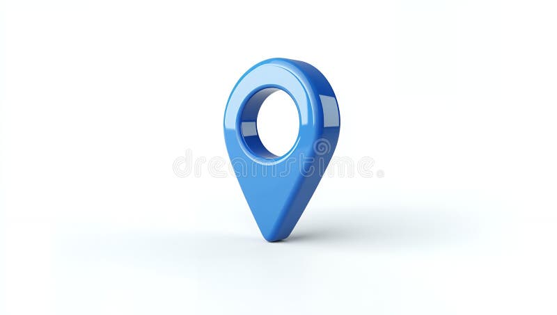 3D Rendering of a Shiny Blue Location Pin Icon Isolated on White ...