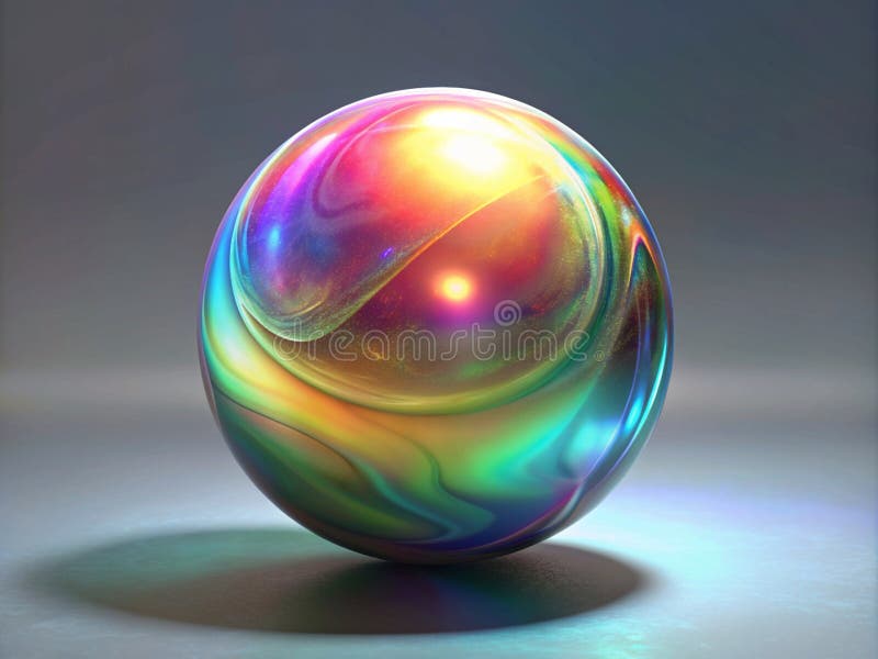 A 3D Rendering of a Shiny, Iridescent Sphere with Swirling Colors ...