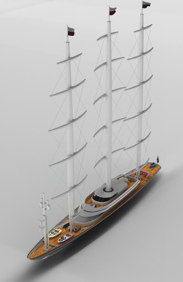 3D Rendering of a Ship Isolated on a Grey Background. Stock ...