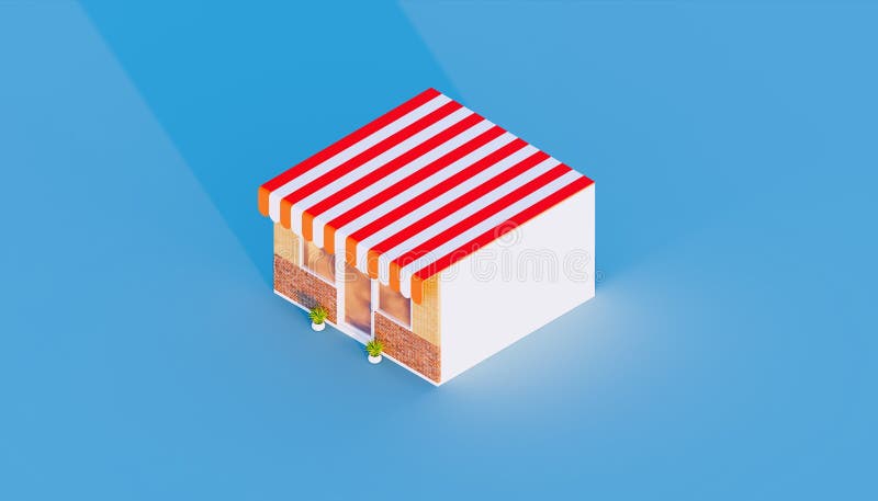3d Rendering of Shop Building Stock Illustration - Illustration of ...