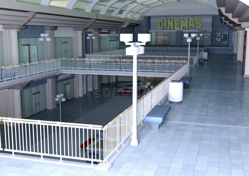 3D Rendering Shopping Mall stock illustration. Illustration of center ...