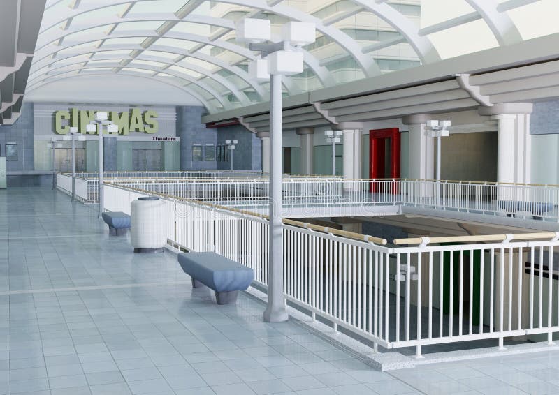 3D Rendering Shopping Mall stock illustration. Illustration of ...