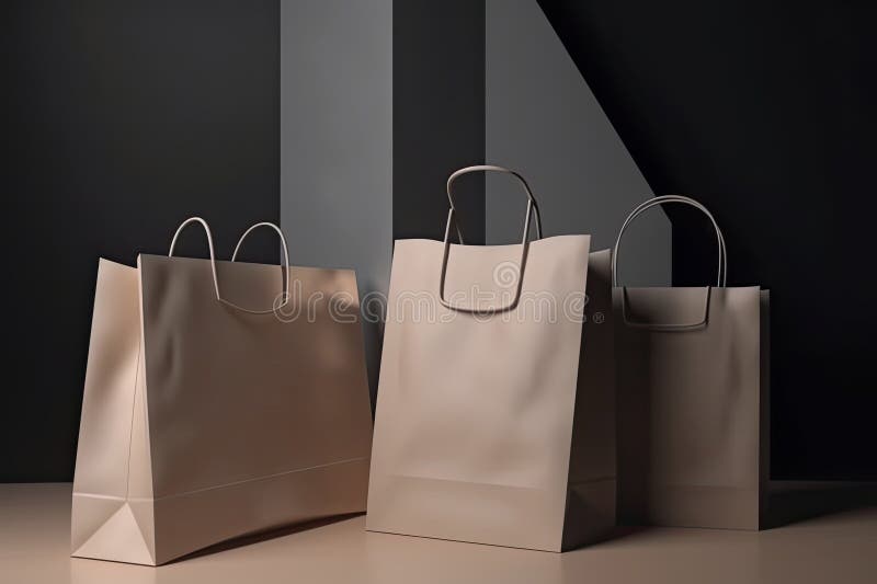 3D Rendering Shopping Paper Bag Model, Shopping Concept, Illustration ...