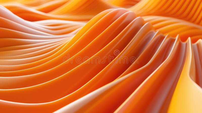 3D Rendering Showcases Abstract Orange Waves in a Mesmerizing Digital ...
