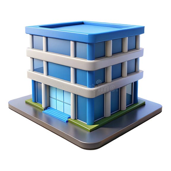 Modern Three-Story Office Building 3D Model Stock Image - Image of ...