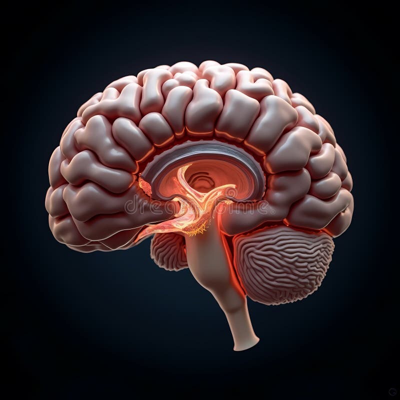 Illuminated Human Brain Anatomy Stock Illustration - Illustration of ...