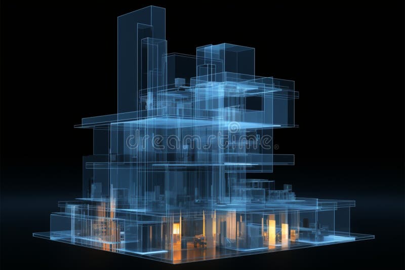 3D Rendering Showcases Isolated Black X Ray Vision of a Building Stock ...