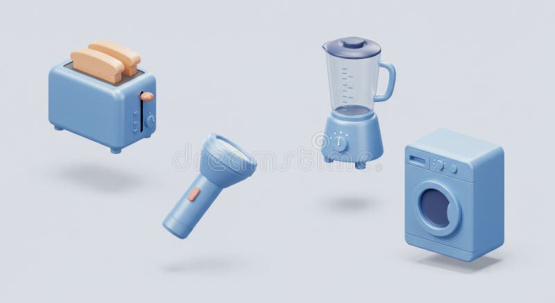 Blue Appliance Icons stock illustration. Illustration of equipment ...