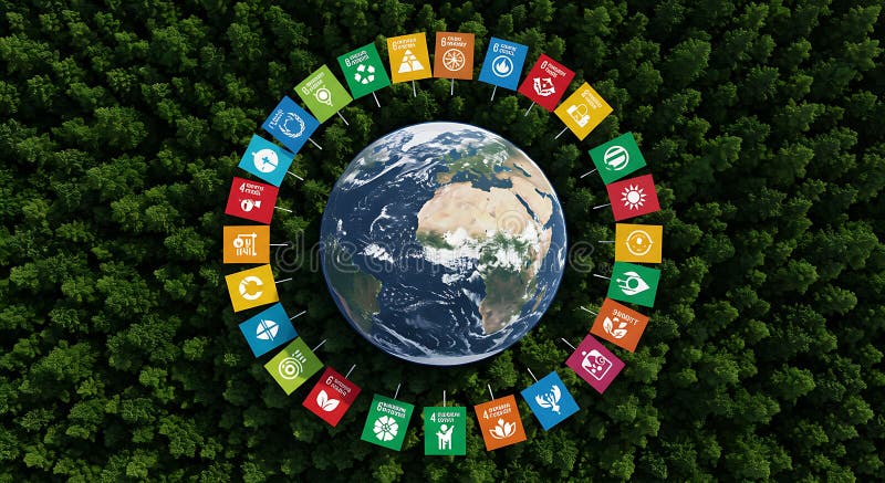 Sustainable Development Goals: Earth & Forest Stock Illustration ...