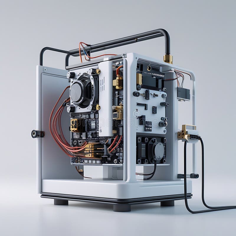 Detailed 3 D Rendering of a White Computer Case with Internal ...