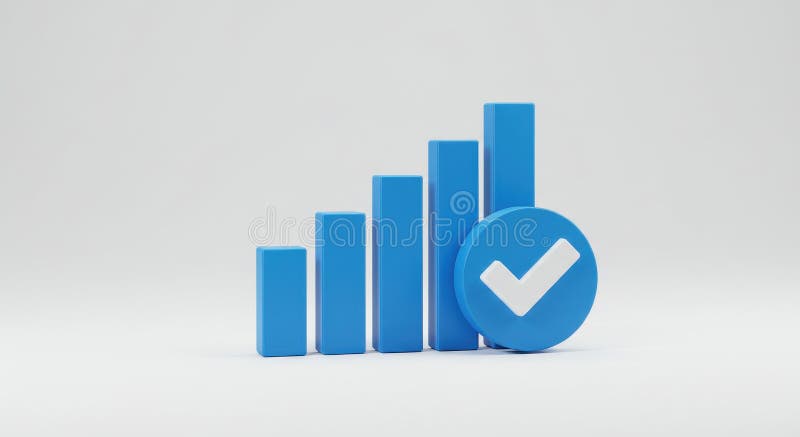Ascending Bar Graph with Checkmark Stock Illustration - Illustration of ...