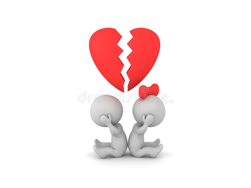 3D Rendering Showing a Romantic Break Up Stock Illustration ...