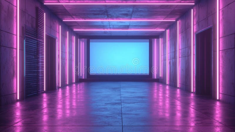 This 3D Rendering Shows the Front of a Blank White Illuminated Screen ...
