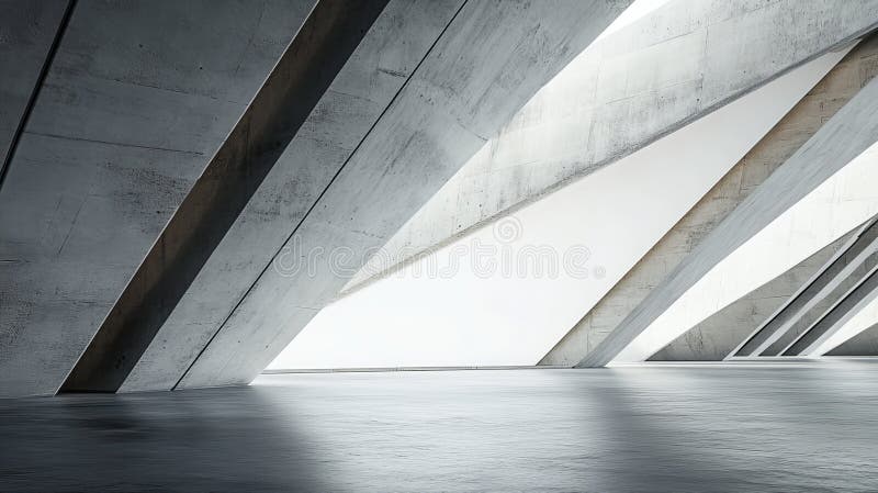 A 3D Rendering Shows a Futuristic Abstract Hall with a Blank Wide ...