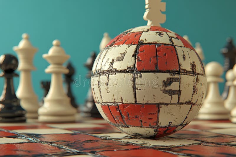 A 3D Rendering Shows a Sphere with a Checkered Pattern and a Chess ...