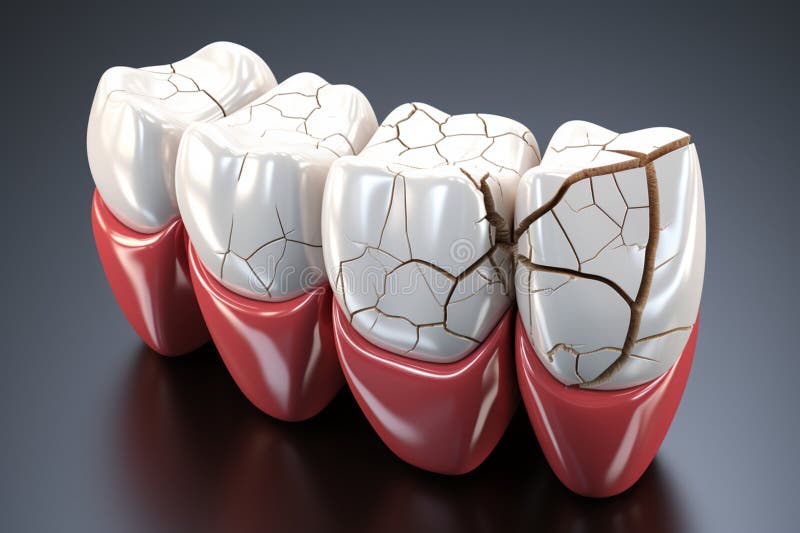 3D Rendering Shows a Tooth with a Crack, Symbolizing Dental Disease ...