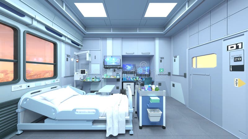 3D Rendering of the Sickbay in the Spaceship Stock Illustration ...