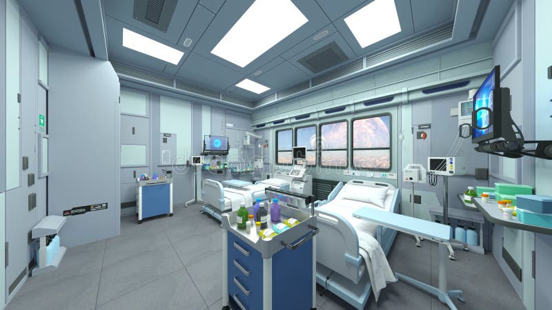 3D Rendering of the Sickbay in the Spaceship Stock Illustration ...