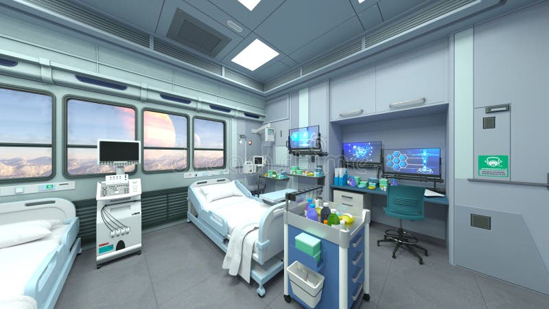 3D Rendering of the Sickbay in the Spaceship Stock Illustration ...