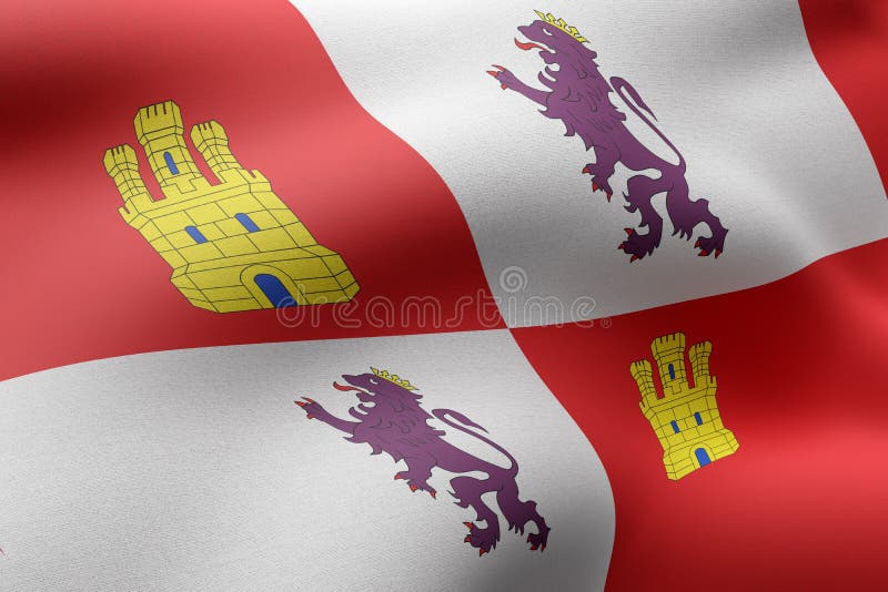 3d Castilla Leon Region Flag Stock Illustration - Illustration of ...