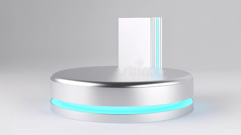 3D Rendering Silver Base with Modern Neon Stand for Product ...