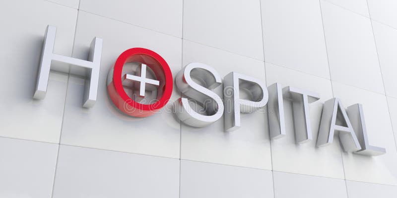 3d Rendering Silver Hospital Sign Stock Illustration - Illustration of ...