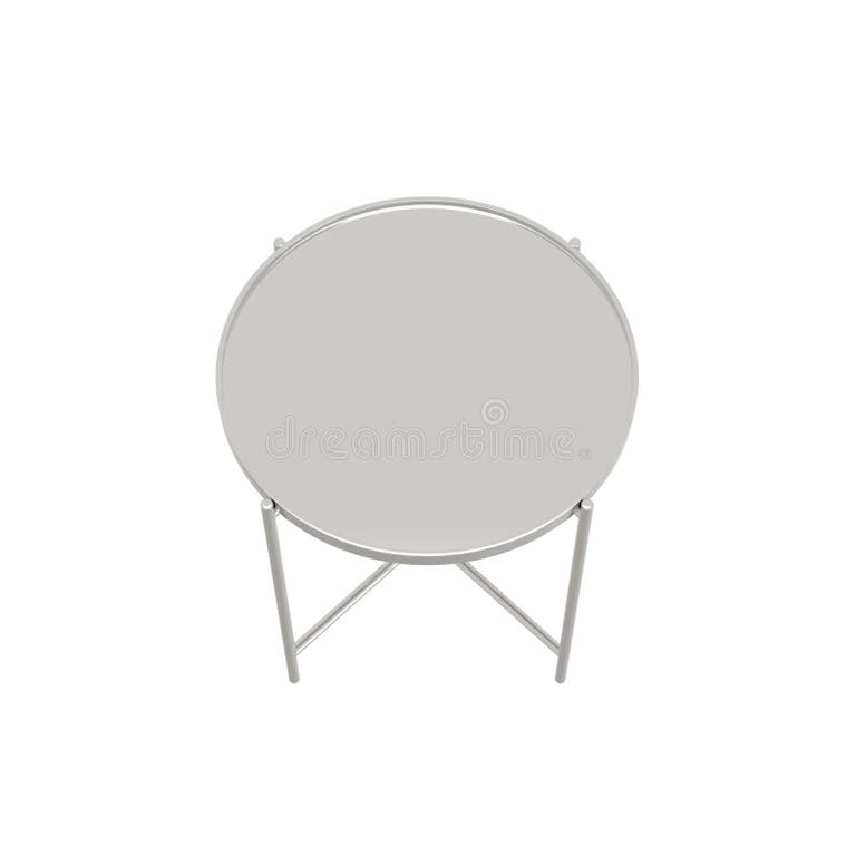 3D Rendering Silver Metal Circle Side Table with Four Silver Met Stock ...
