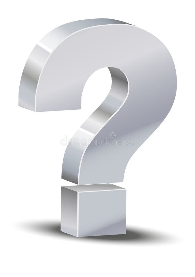3D Rendering of Silver Question Mark Isolated on White Background Stock ...