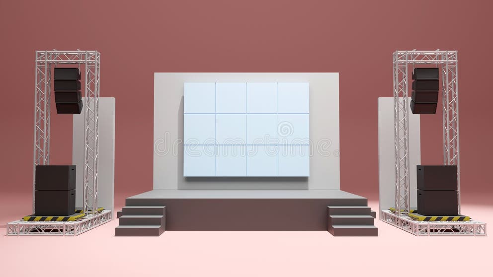 3D Rendering of Simple Stage Design with LED Screen and Sound System ...