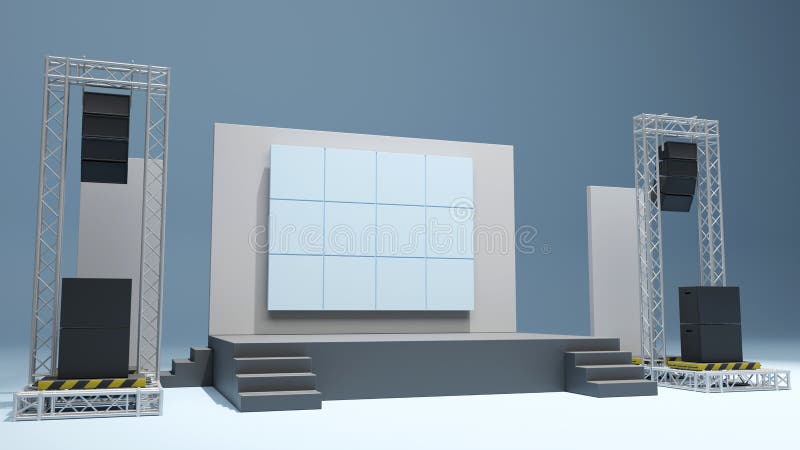 3D Rendering of Simple Stage Design with LED Screen and Sound System ...