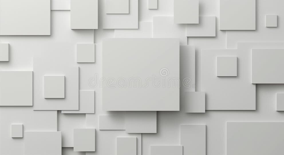3D Rendering of a Simple White Background with Square Shapes Stock ...