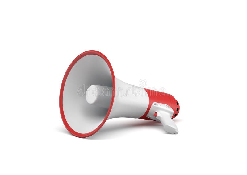 3d Rendering of a Single Red and White Megaphone Lying in Side View on ...