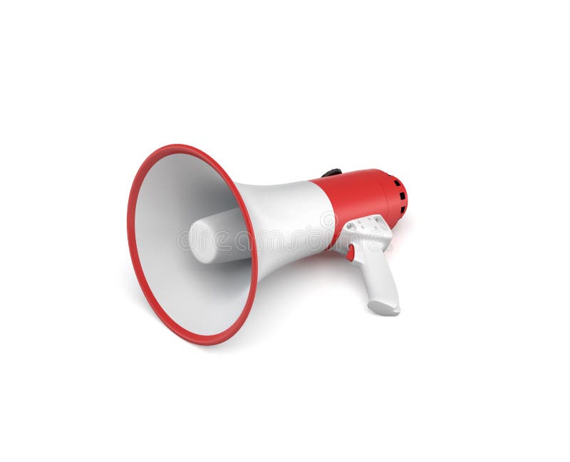 3d Rendering of a Single Red and White Megaphone Lying in Side View on ...