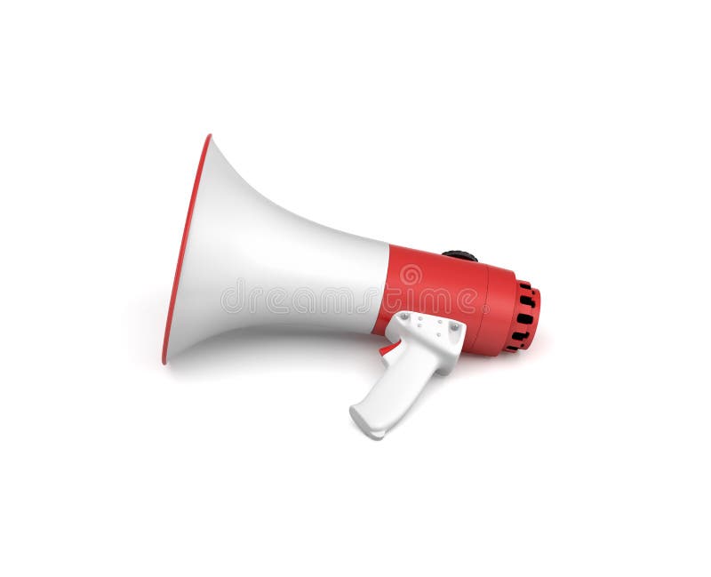 3d Rendering of a Single Red and White Megaphone Lying in Side View on ...