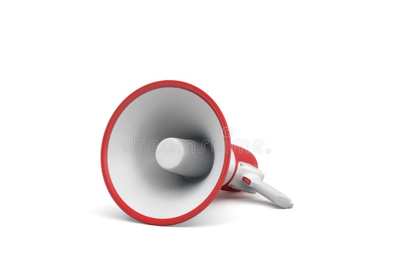 3d Rendering of a Single Red and White Megaphone Lying in Side View on ...